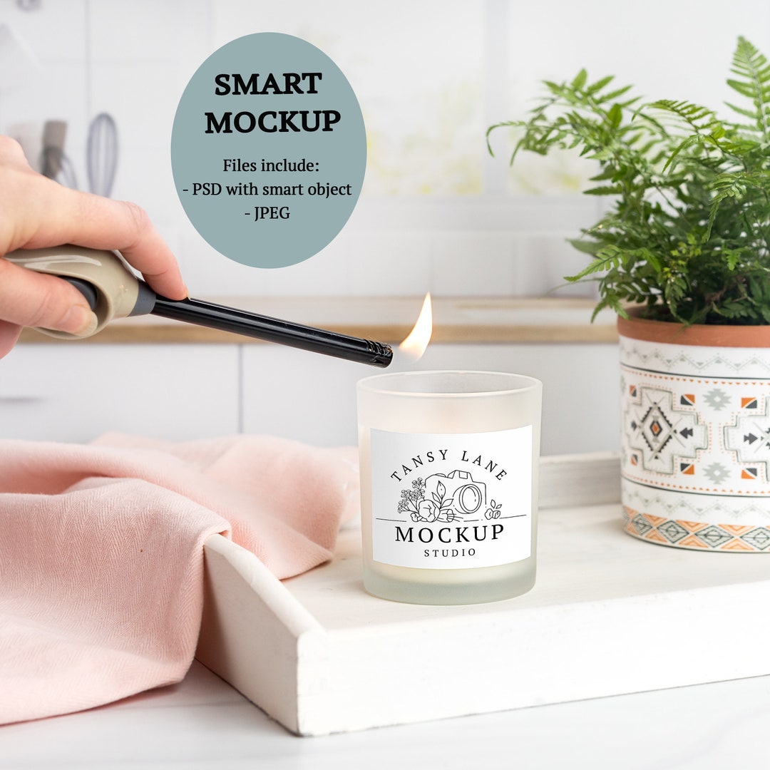 Candle Mockup, Smart Mockup, PSD Smart Object, Frosted Glass Candle ...