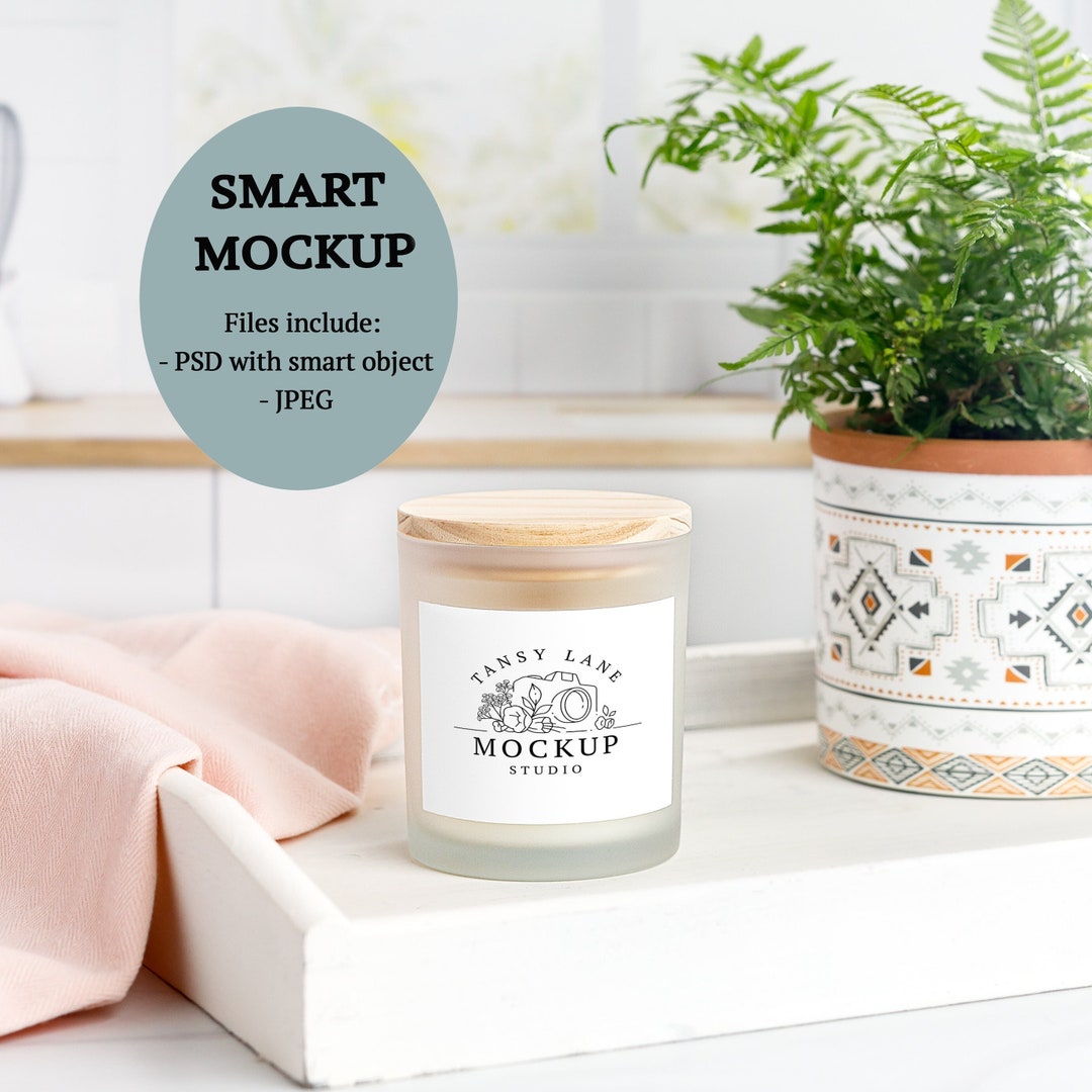 Candle Mockup, Smart Mockup, PSD Smart Object, Frosted Glass Candle ...