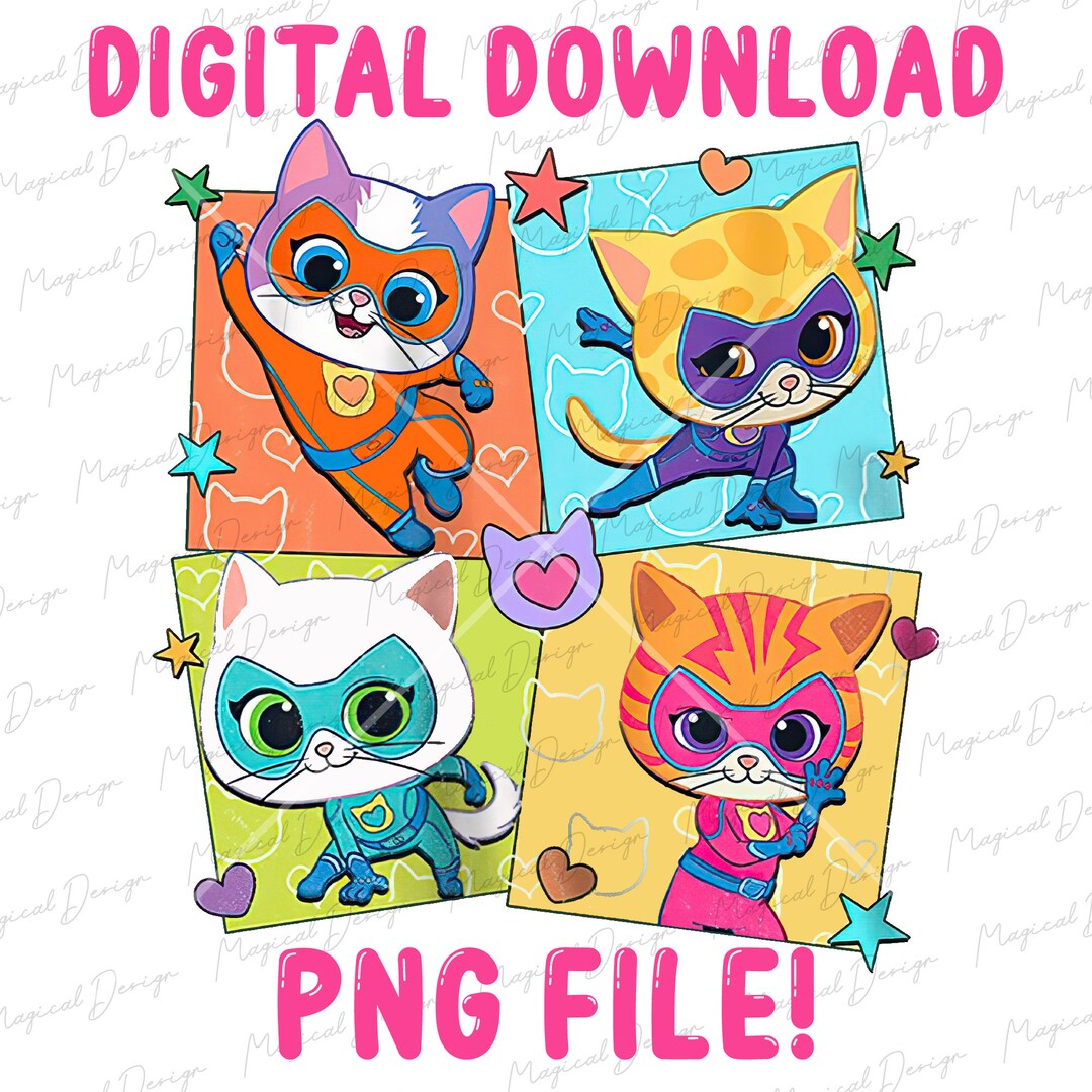 Super Kitties Png, Super Cat T-shirt Design, Kitties Png, Cute ...