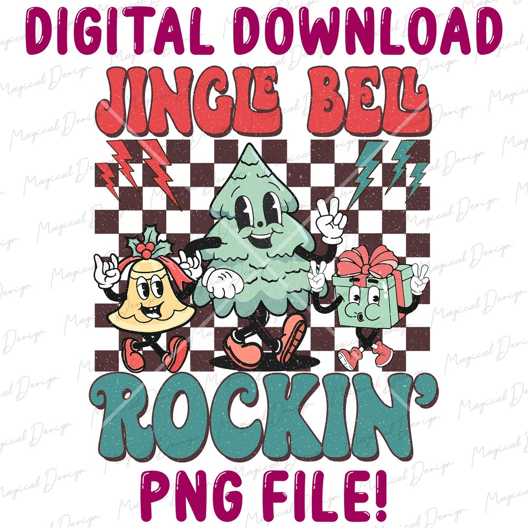 Jingle Bell Png, Rockin Png, Funny Christmas Png, Retro Christmas Png ...