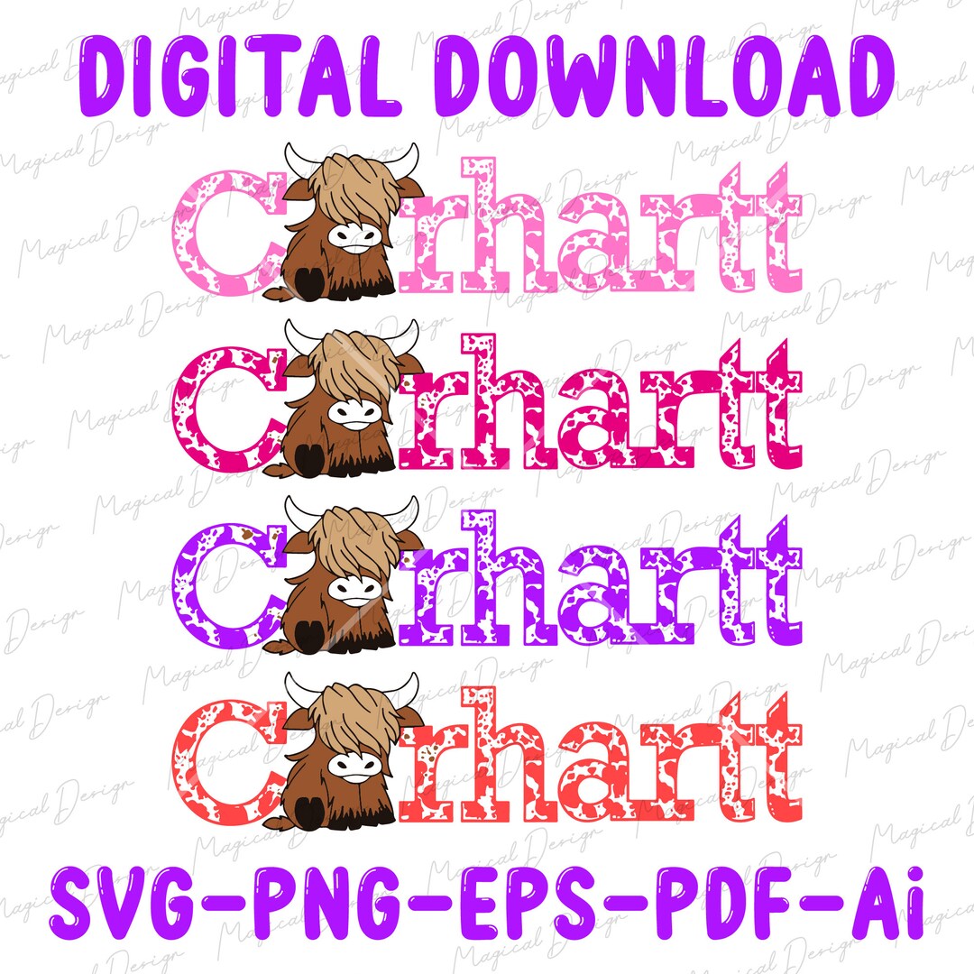 Highland Cow Svg, Carhartt Pink Png, Pink Cow, Cute Cow Svg, Png for ...