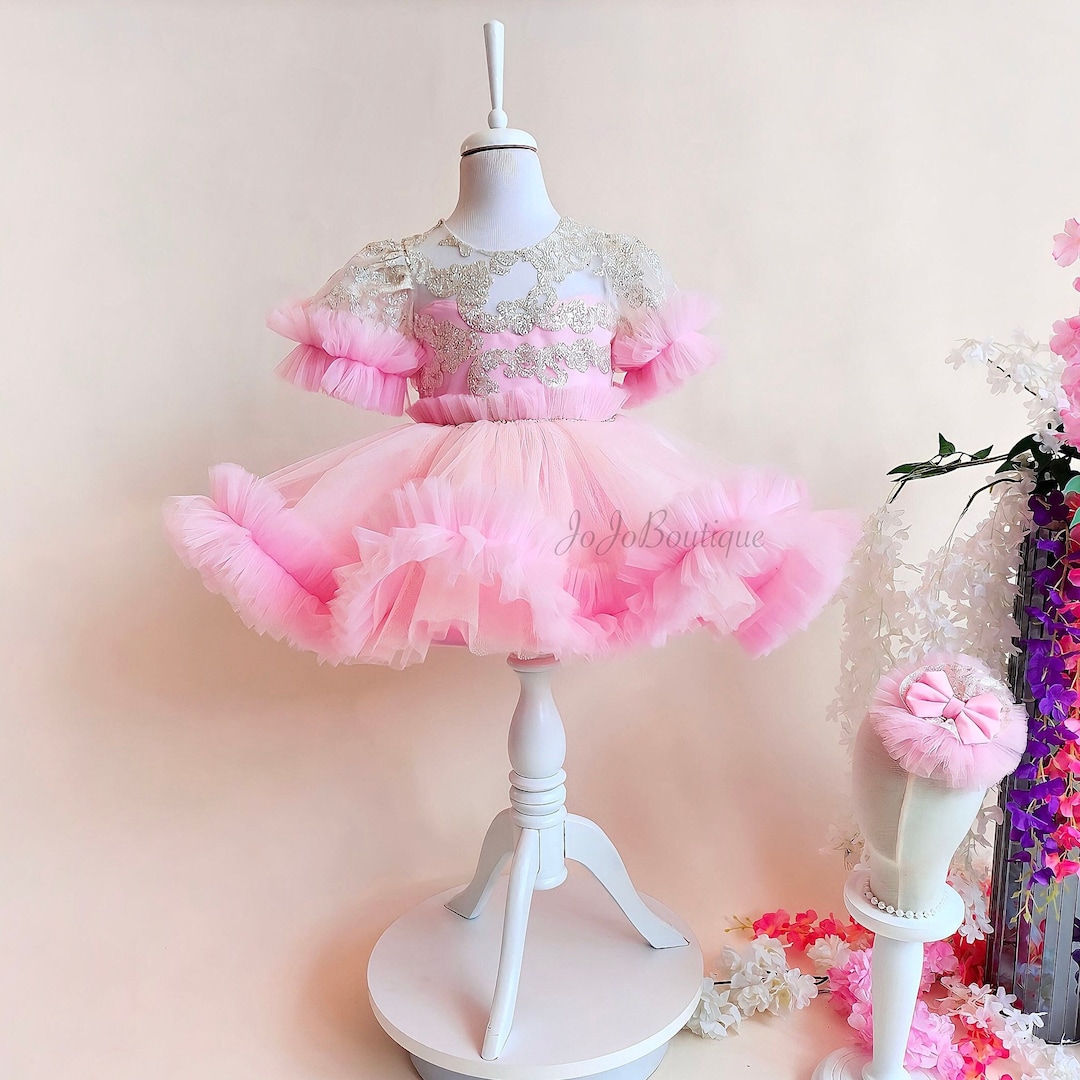 Baby Pink Princess Outfit Prom Dress Pink Party Dress Tutu Girl Baby ...