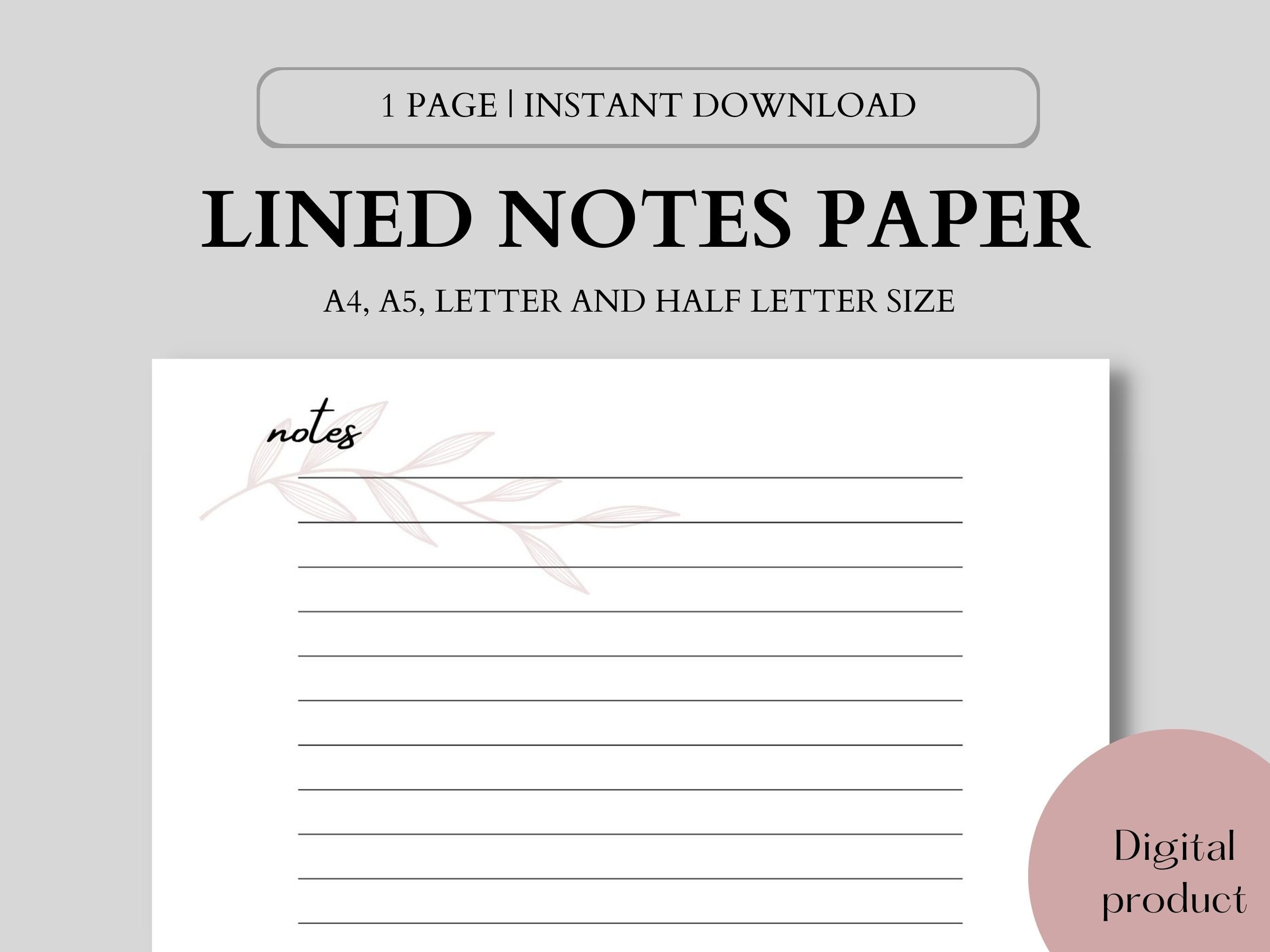 Lined Notes Paper Printable Floral Notes Planner Insert - Etsy UK