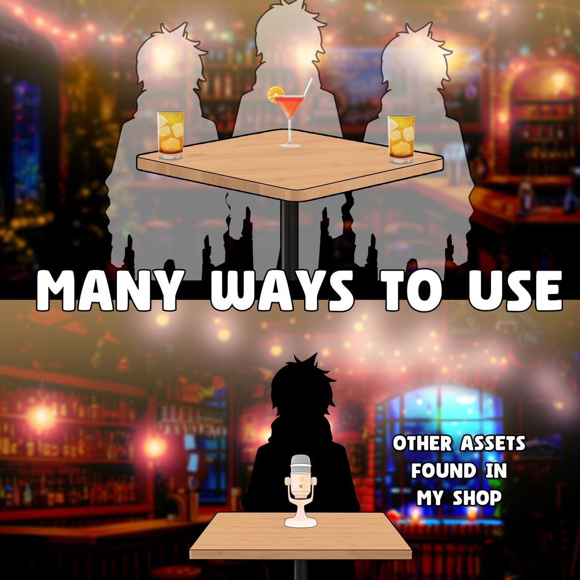 Vtuber Bar Table & Bundle, Vtuber Asset, Vtuber Table Drinks, Assets ...