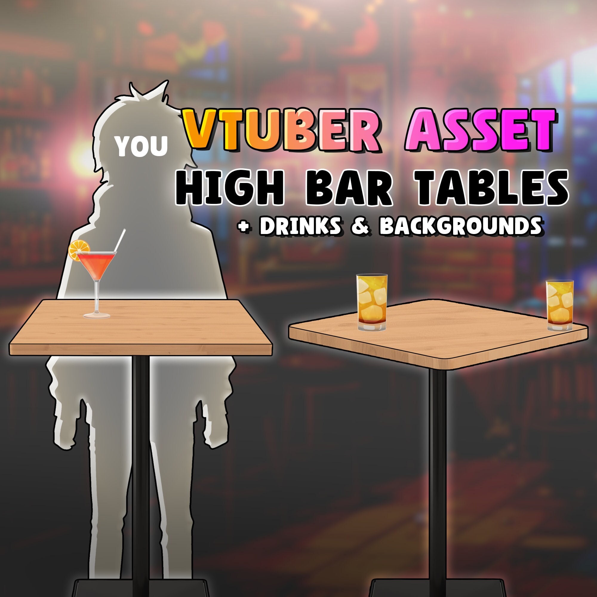Vtuber Bar Table & Bundle, Vtuber Asset, Vtuber Table Drinks, Assets for Vtuber, Vtuber Desk ...