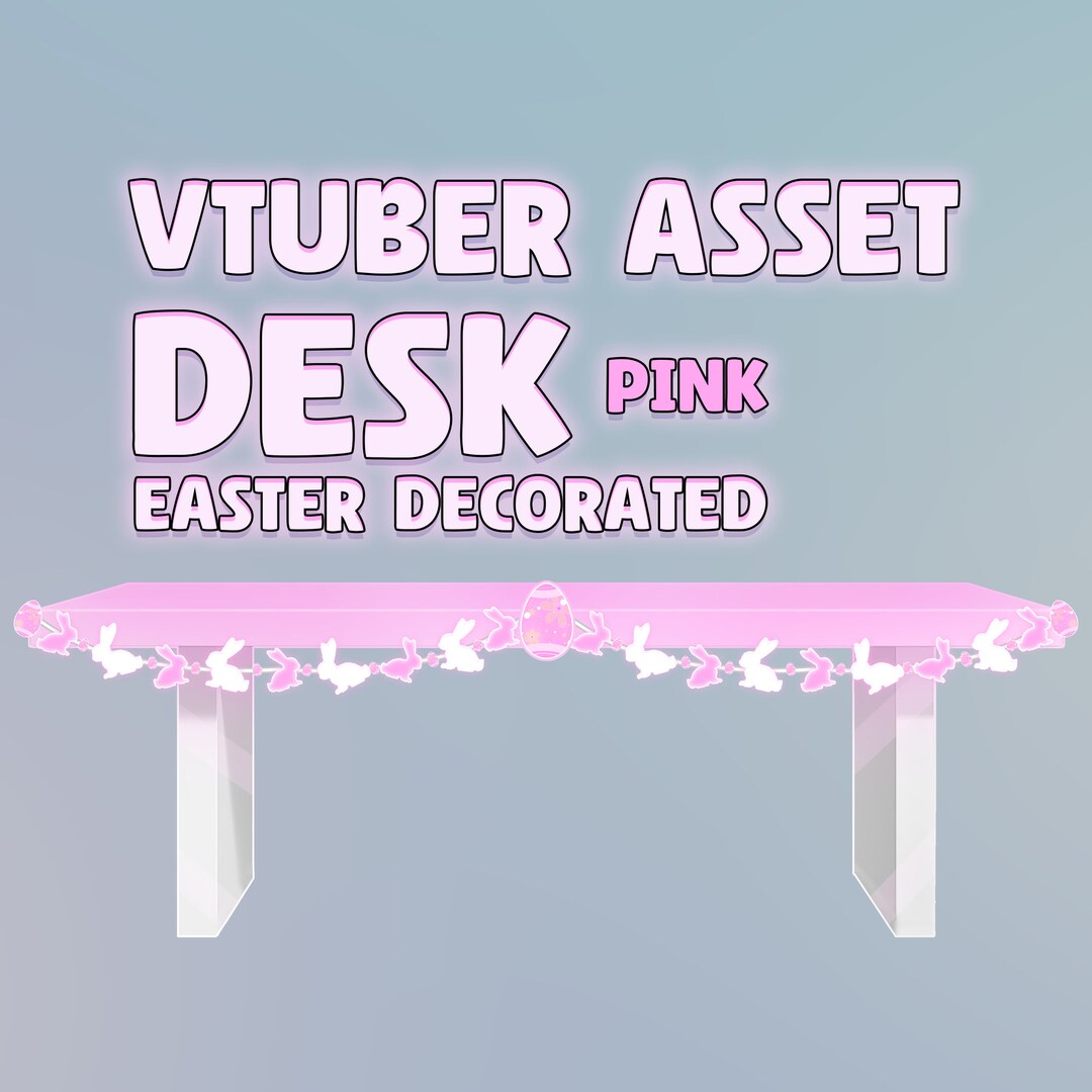 Easter Vtuber Desk Asset, Pink Easter Vtuber Assets Desk, Vtuber Asset ...