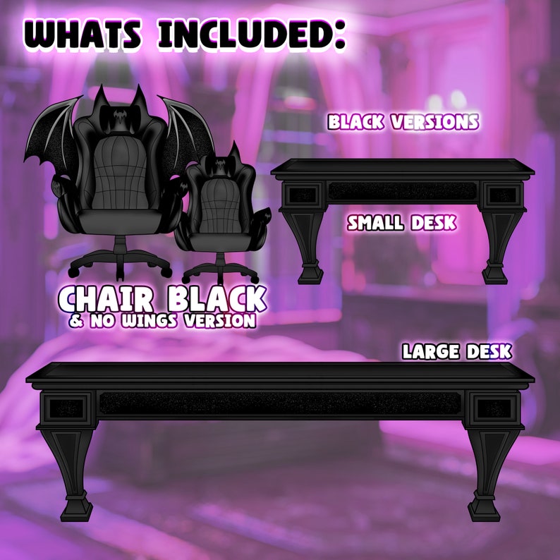 Gothic Vampire Vtuber Setup Assets, Vtuber Desk Chair, Vtuber Bundle ...