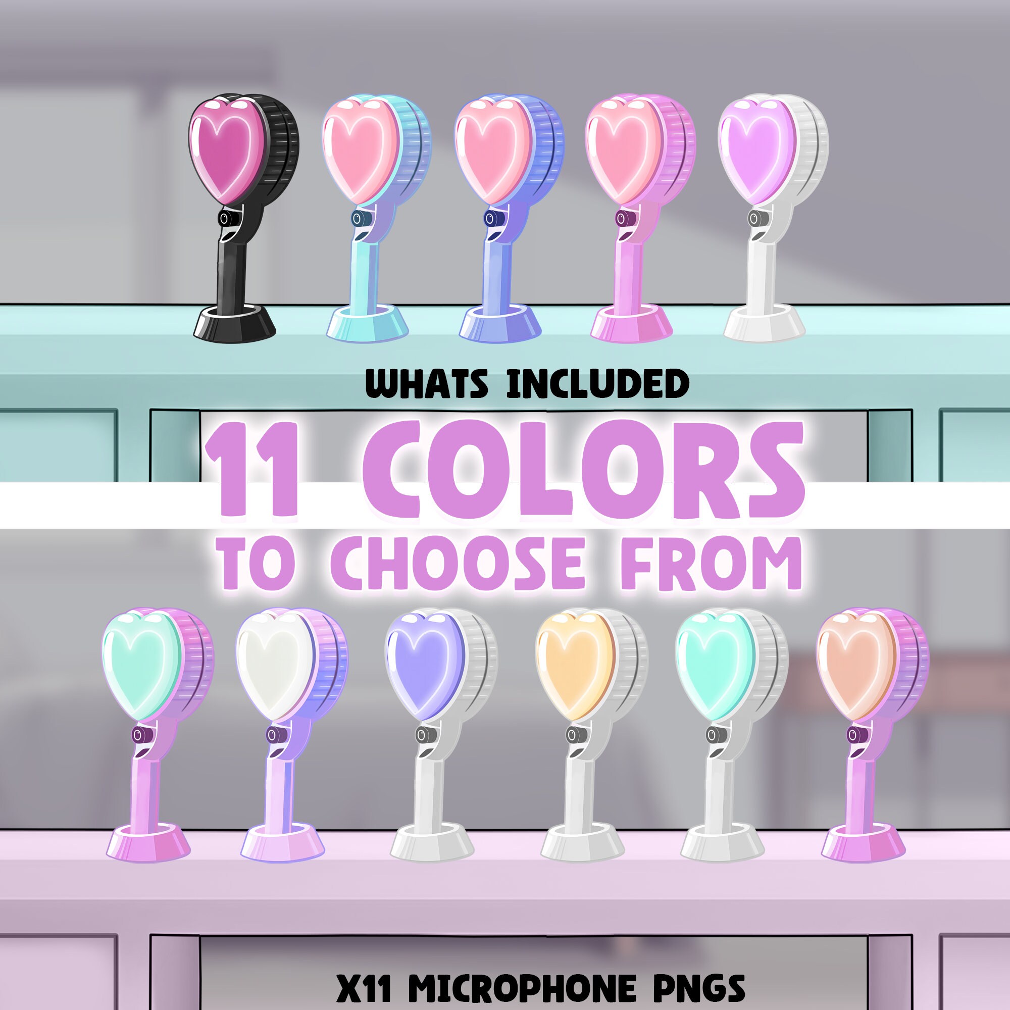 X11 Microphone Asset for Vtuber, Valentines Vtuber Asset, Vtuber ...