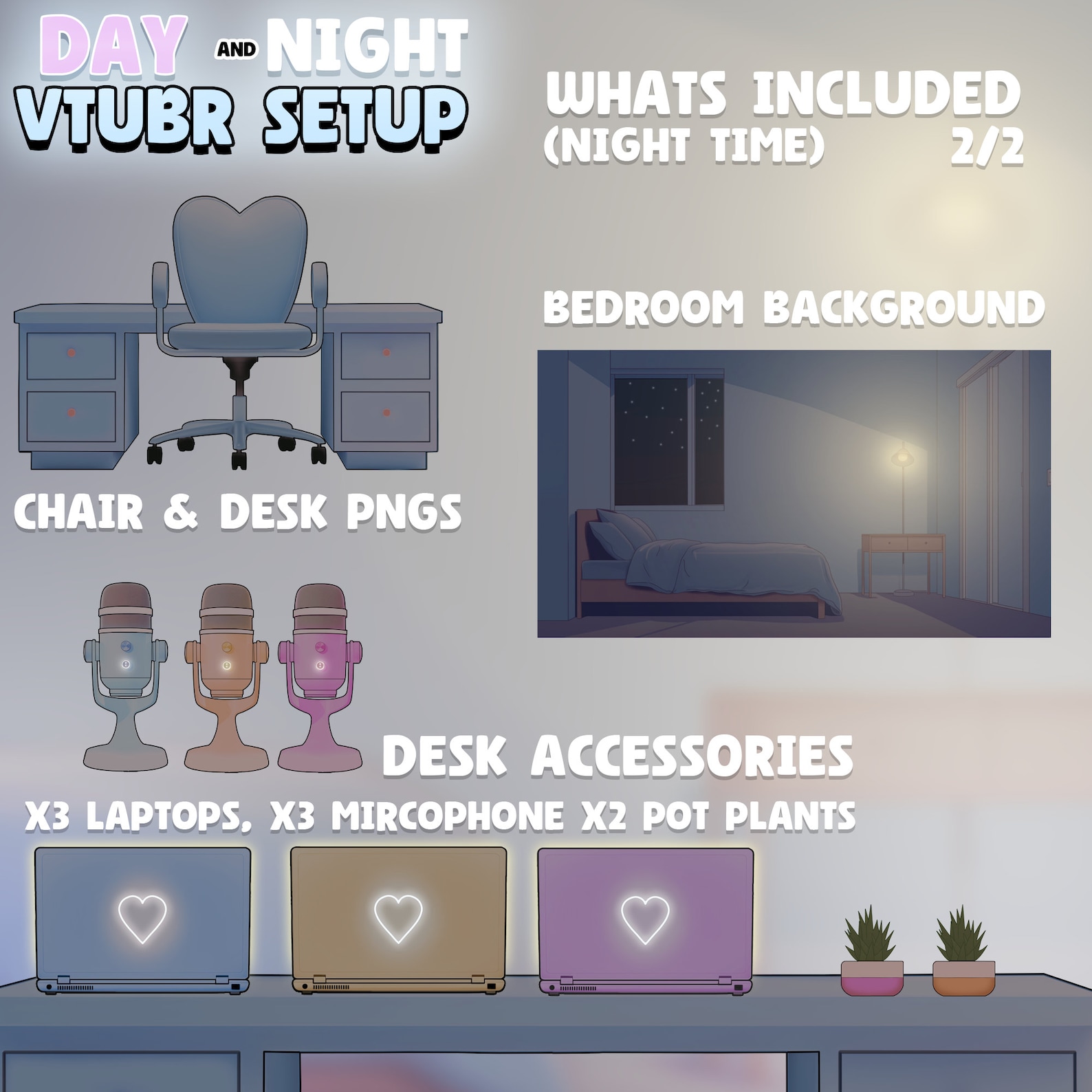 Cozy Bedroom Vtuber Setup Assets, Vtuber Desk Chair, Vtuber Accessories ...