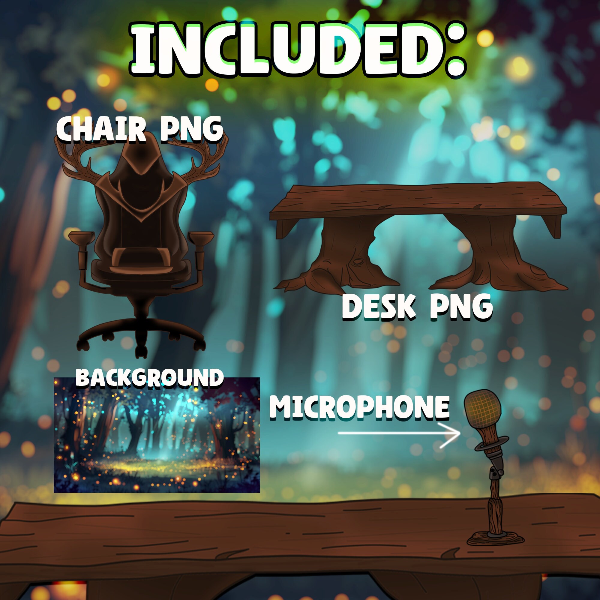Magic Forest Vtuber Setup Assets, Vtuber Desk Chair, Vtuber Accessories ...