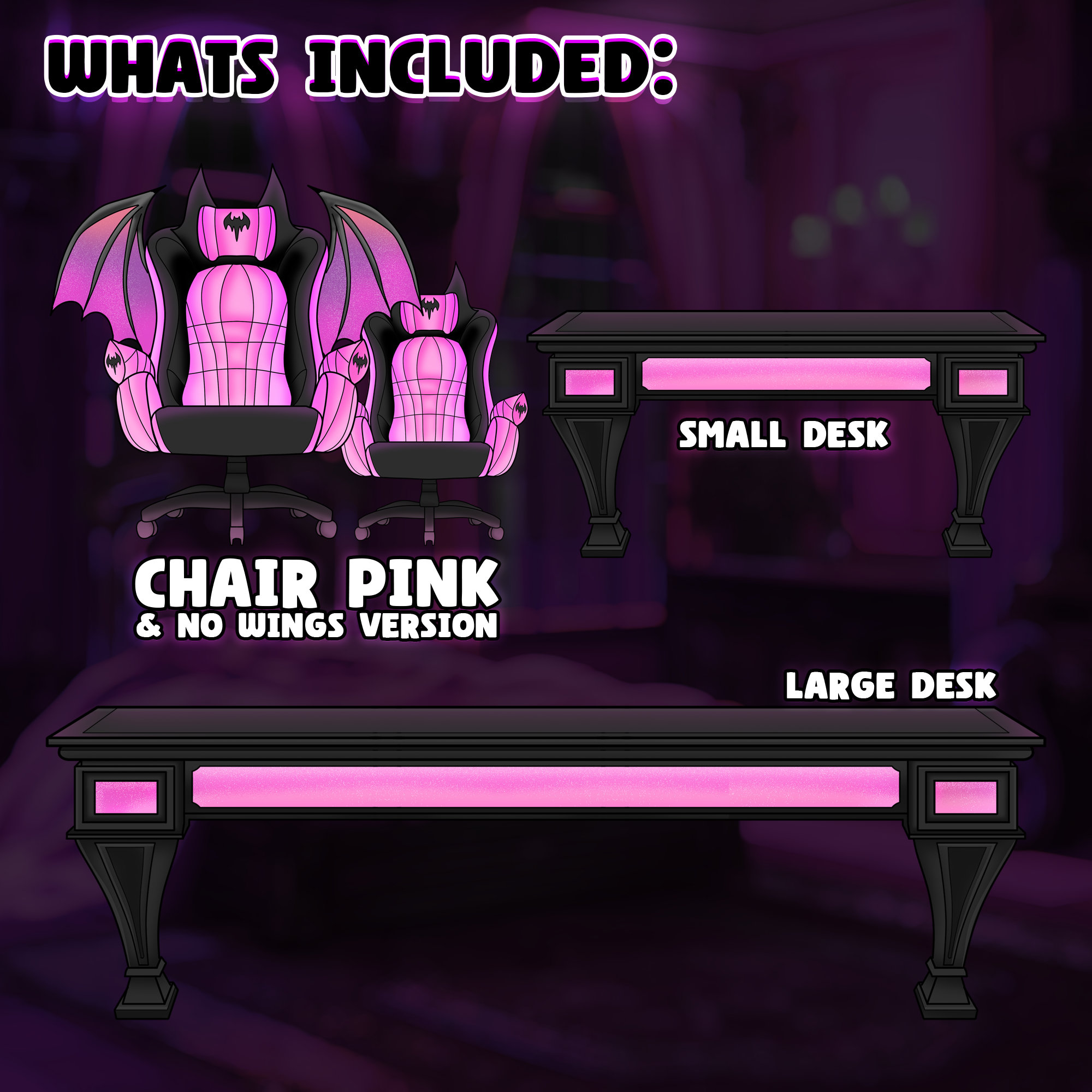 Gothic Vampire Vtuber Setup Assets, Vtuber Desk Chair, Vtuber Bundle ...