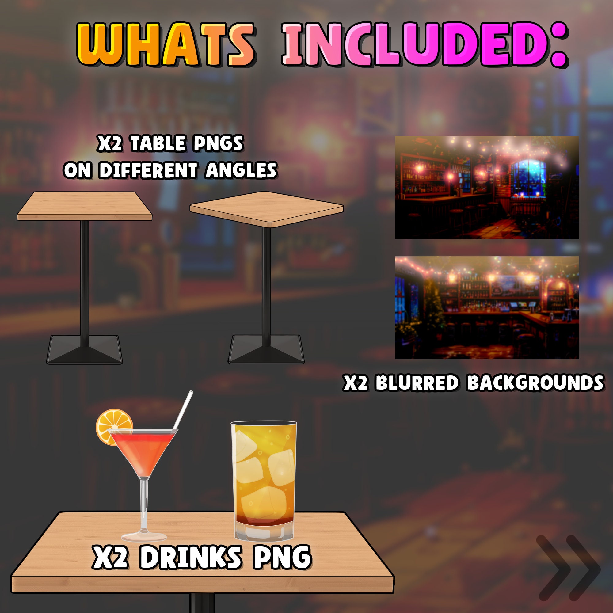 Vtuber Bar Table & Bundle, Vtuber Asset, Vtuber Table Drinks, Assets ...