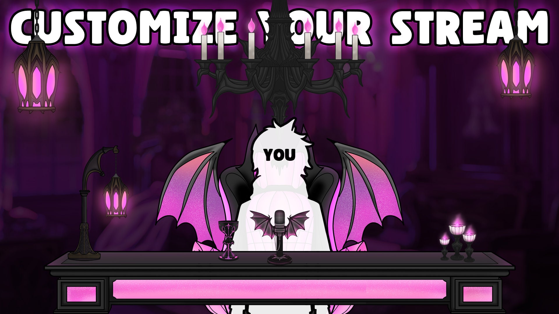 Gothic Vampire Vtuber Setup Assets, Vtuber Desk Chair, Vtuber Bundle ...