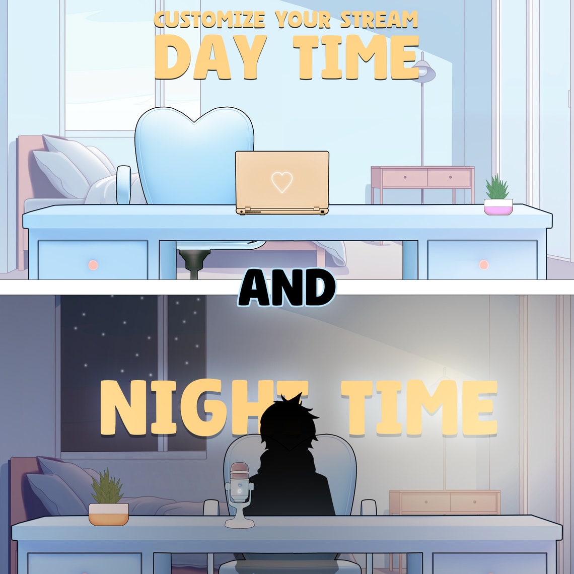 Cozy Bedroom Vtuber Setup Assets, Vtuber Desk Chair, Vtuber Accessories ...