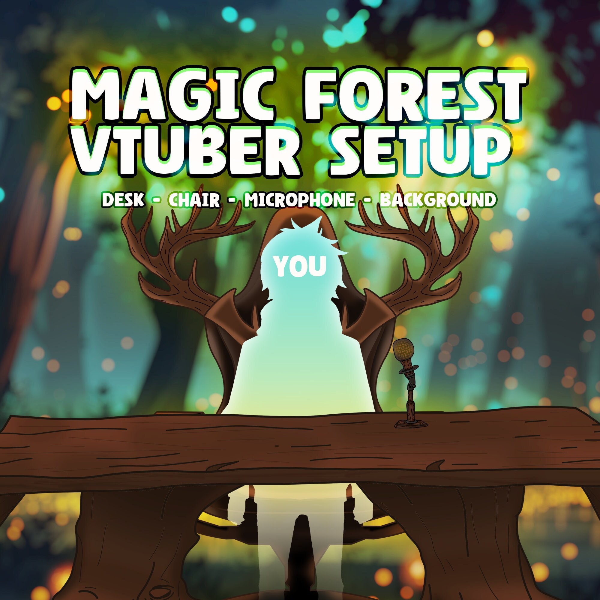 Magic Forest Vtuber Setup Assets, Vtuber Desk Chair, Vtuber Accessories & Backgrounds, Vtuber ...