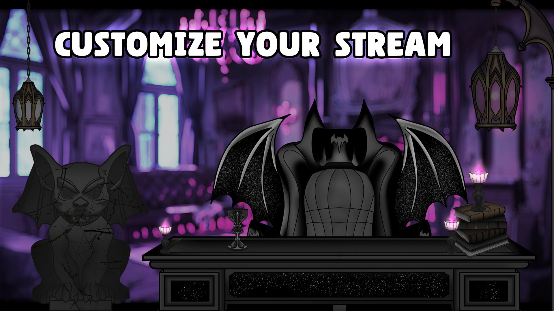 Gothic Vampire Vtuber Setup Assets, Vtuber Desk Chair, Vtuber Bundle ...