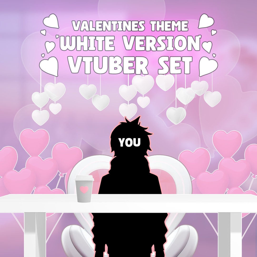 Vtuber Valentines Assets Bundle White, Vtuber Chair, Desk, Background, Vtuber Assets, Pngtuber ...