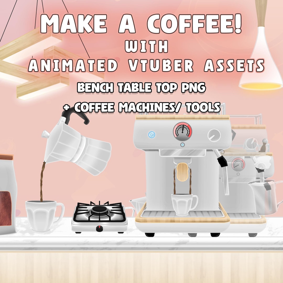 Vtuber Make A Coffee With Animated Assets, Vtuber Assets Coffee, Animated Vtuber Asset Bundle ...