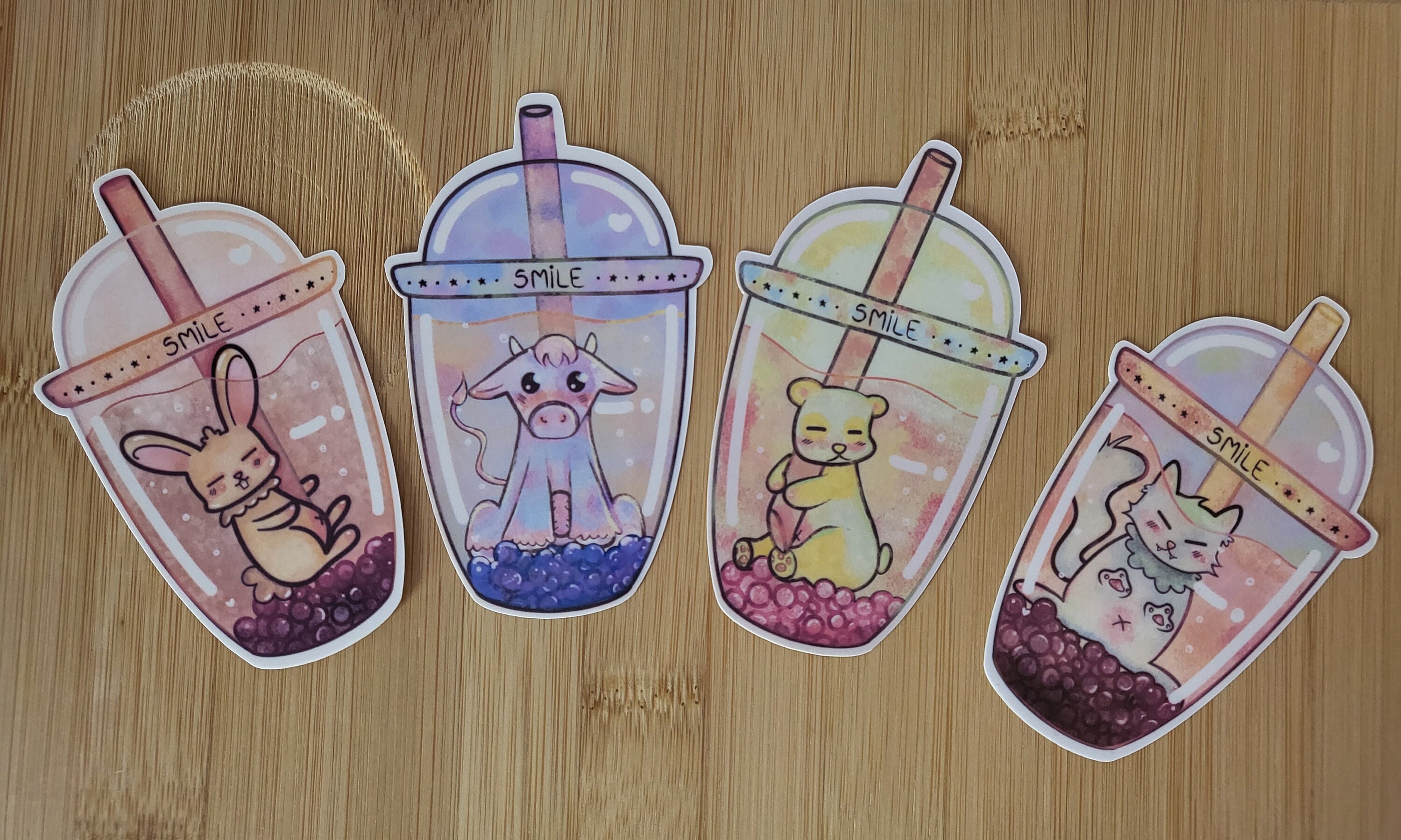 Boba Animals Sticker Bundle Laminated Glossy Stickers, Durable ...