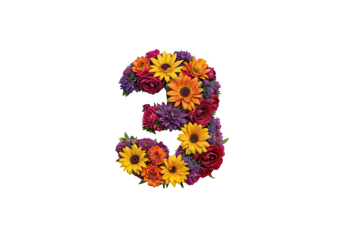 Digital Numbers (floral Design) - Etsy