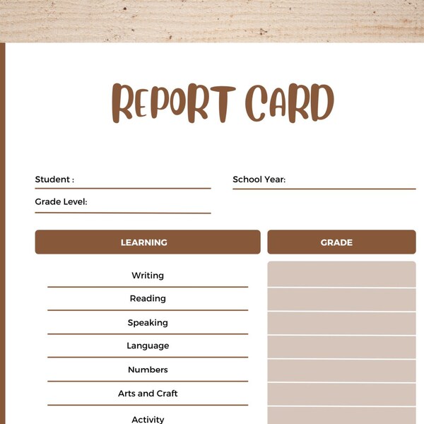 Homeschool Report Card Template - Etsy