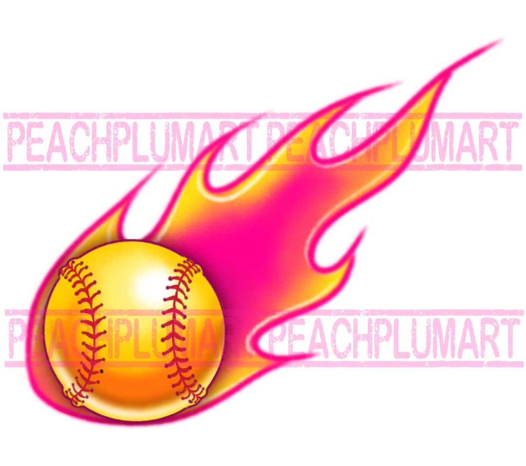 Softball Flame Png, Airbrush Softball Png, Softball Pink Png, Softball ...
