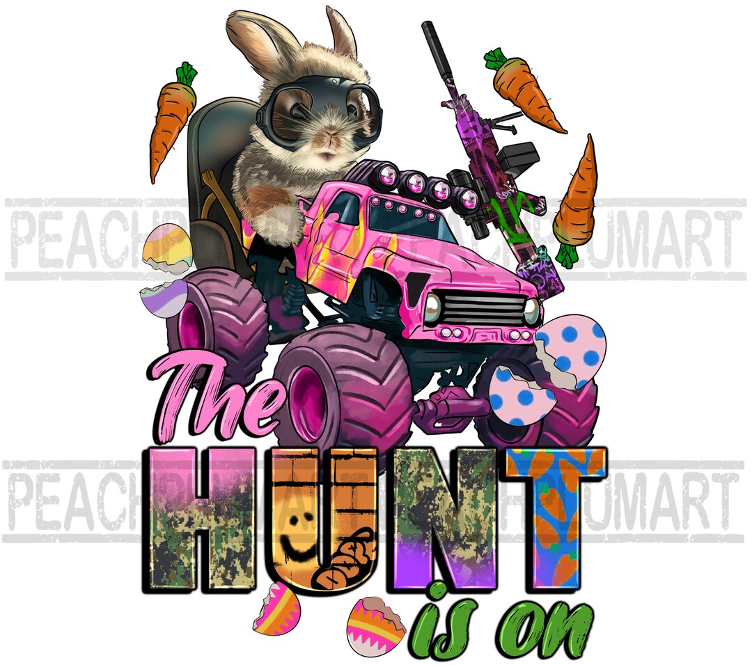 The Hunt is on Png, Easter Bunny Png, Pink Monster Truck Png, Bunny ...