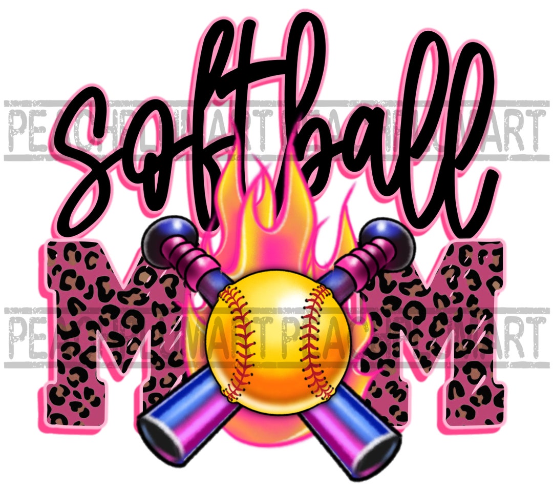 Softball Mom Png, Pink Softball Mom Png, Softball PNG, Pink Flames ...