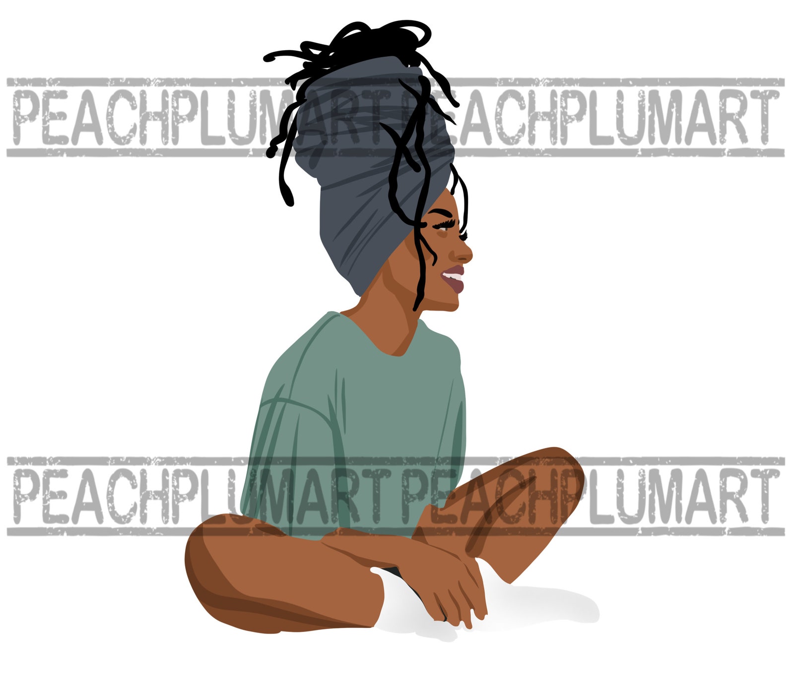 Self Love Black Woman Png, Nubian Girl With Locs Png, Sitting Black ...