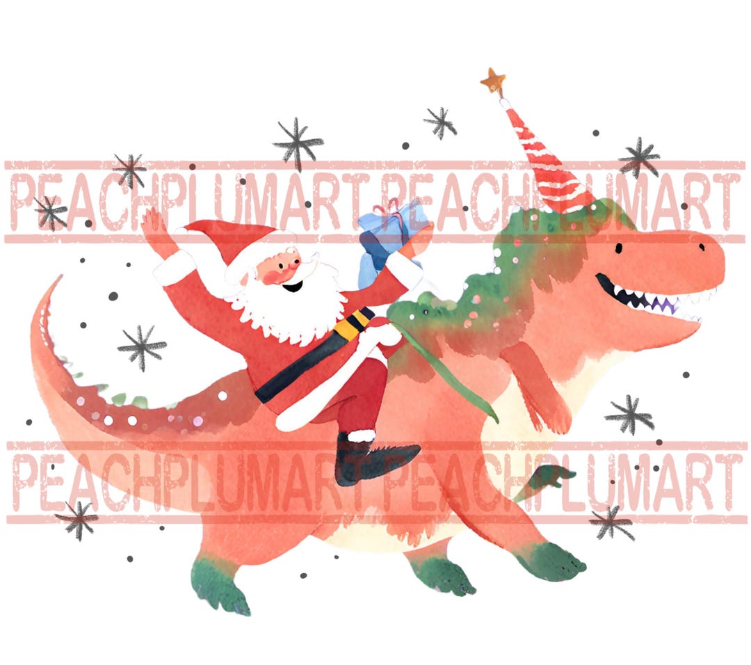 Santa Claus T-rex Png, Santa Riding Dinosaur Png, Santa Trex Png ...