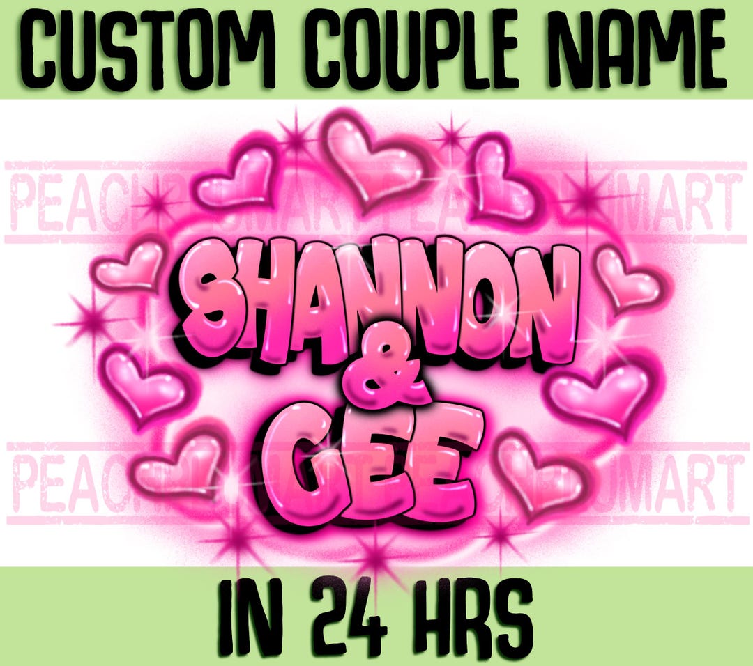 Custom Couple Name Png, Airbrush Names Png, Retro Airbrush Name Png ...