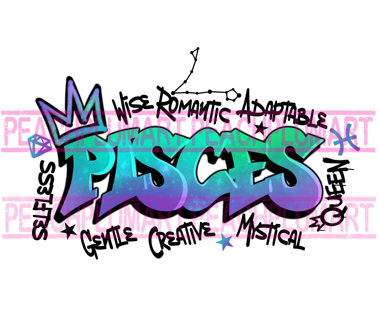 Pisces Graffiti Png, Pisces Queen Png, Pisces Png Sublimation Design ...