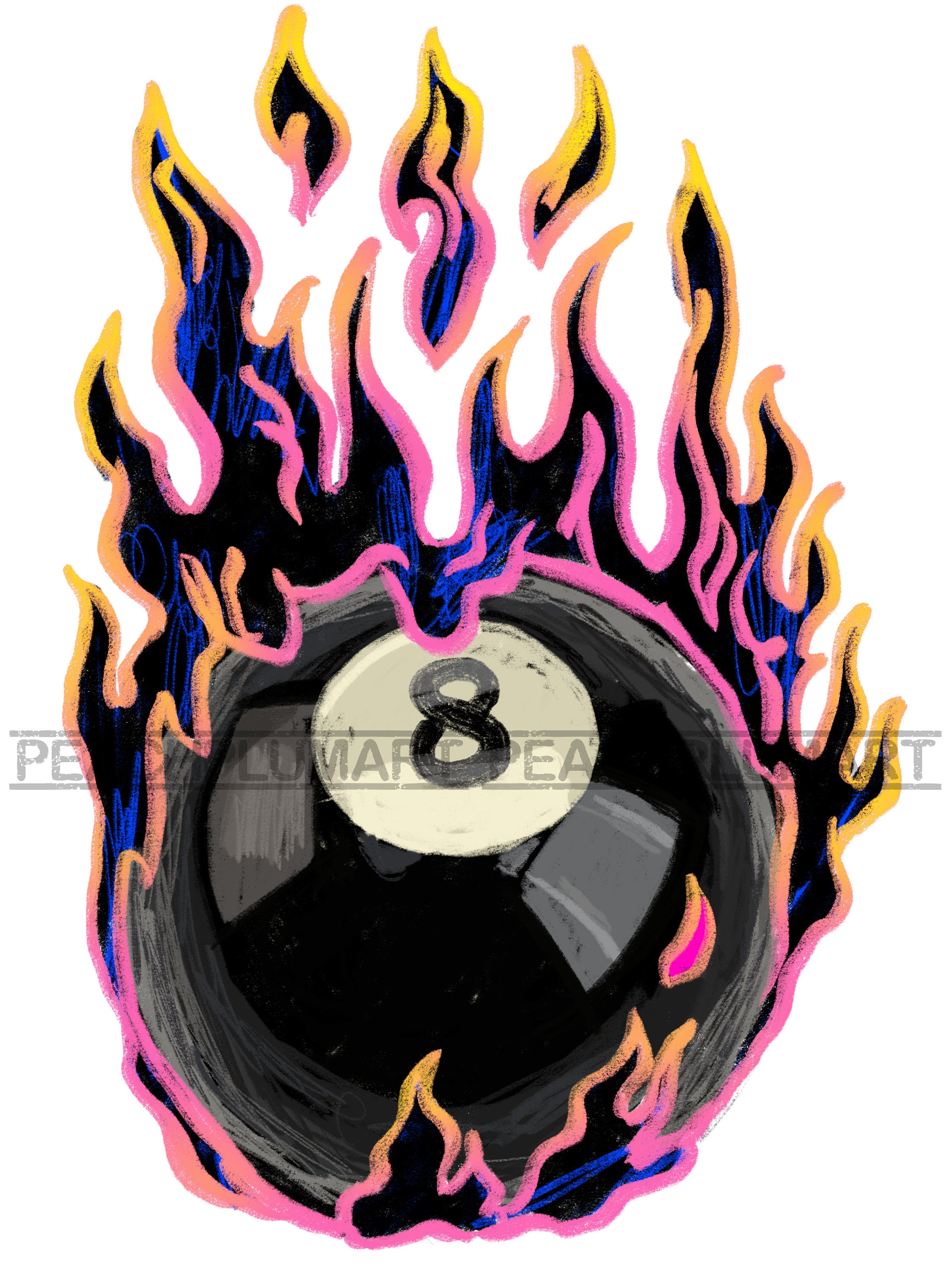 8 Ball With Flames