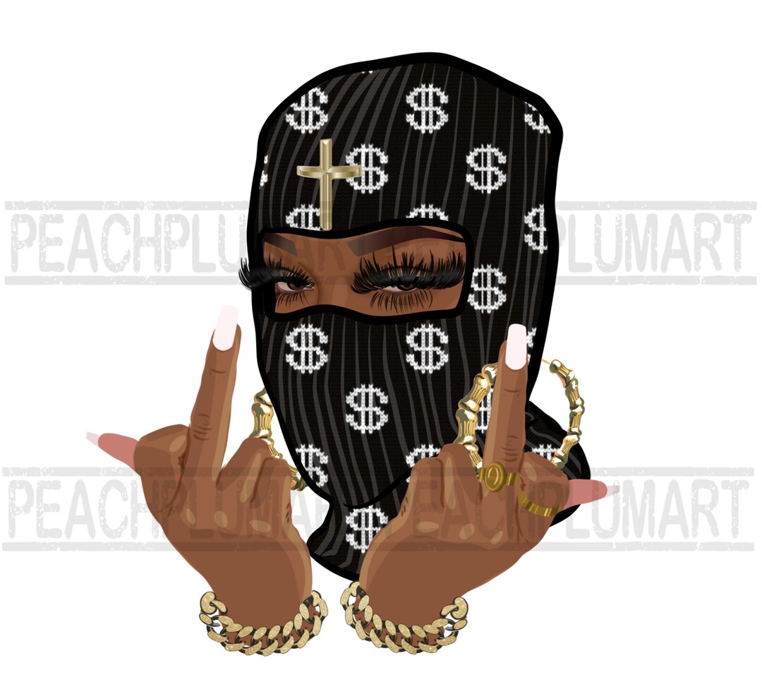 Ski Mask Girl Png, Gangster Black Girl Png, Gangster T Shirt Designs ...