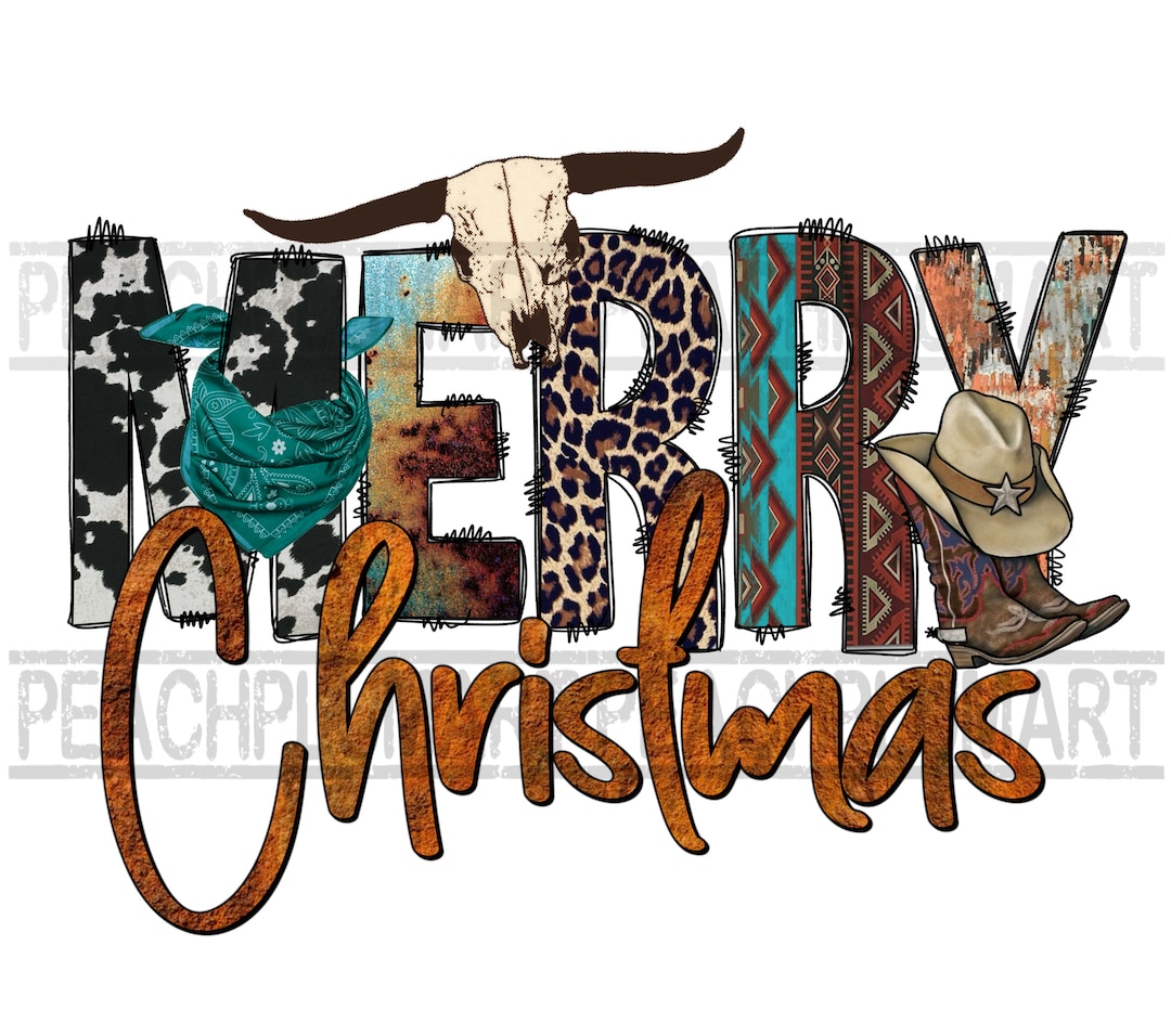 Western Merry Christmas With Bull Skull, Western Merry Christmas Png ...