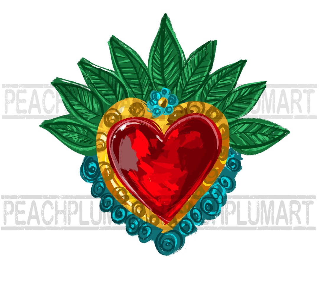 Sacred Heart Png, Corazon Png, Mexican Heart Png, Latina Png, De ...