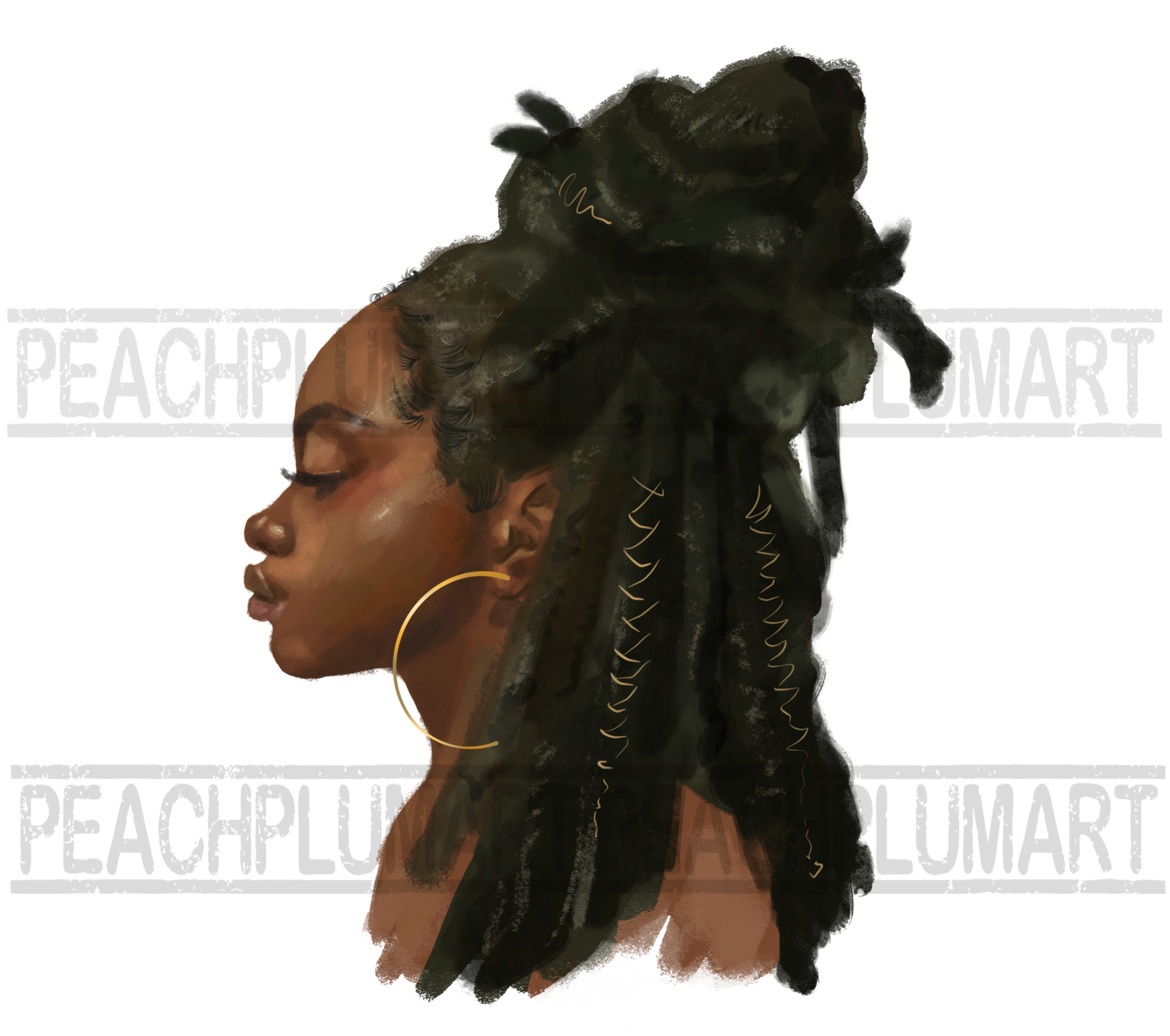 Loc’d Woman Png, Locs Png, Locs PNG, Black Woman With Locs Png, Loc’d ...