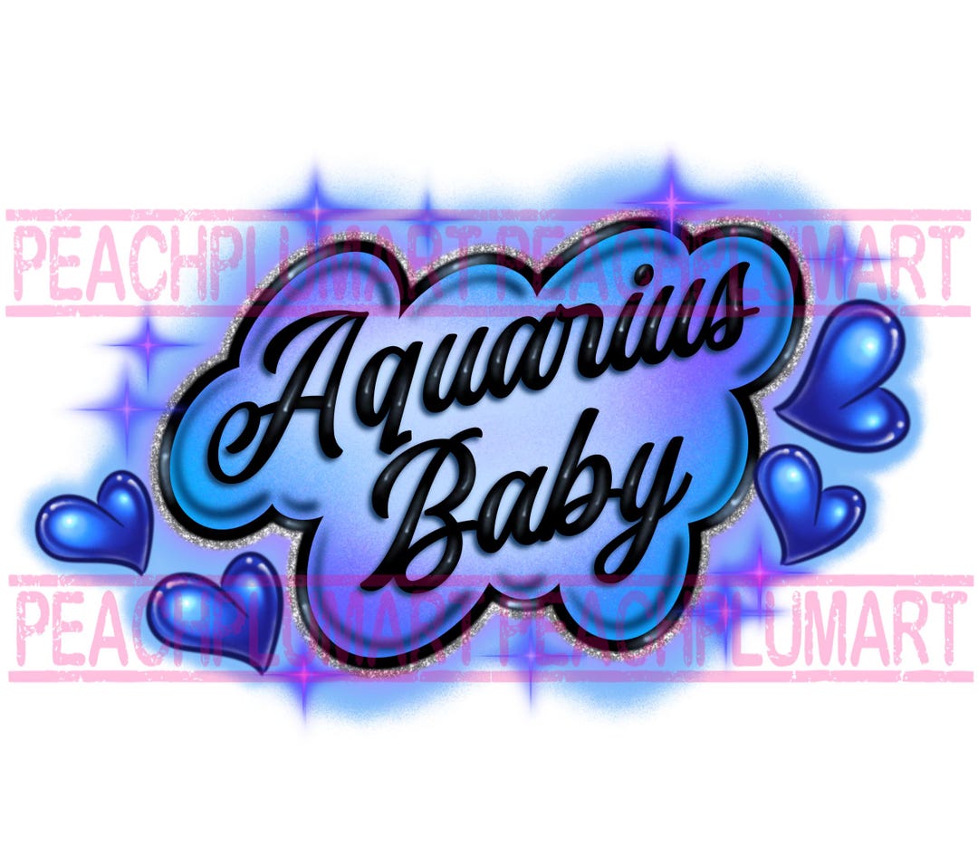 Aquarius Airbrush Zodiac Design | PNG Graffiti Style | Birthday Shirt ...