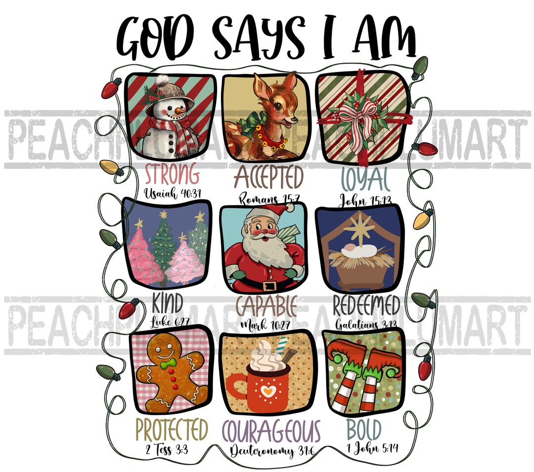 God Says I Am Png, Retro Christmas Png, Santa Claus Png, Christmas Png ...