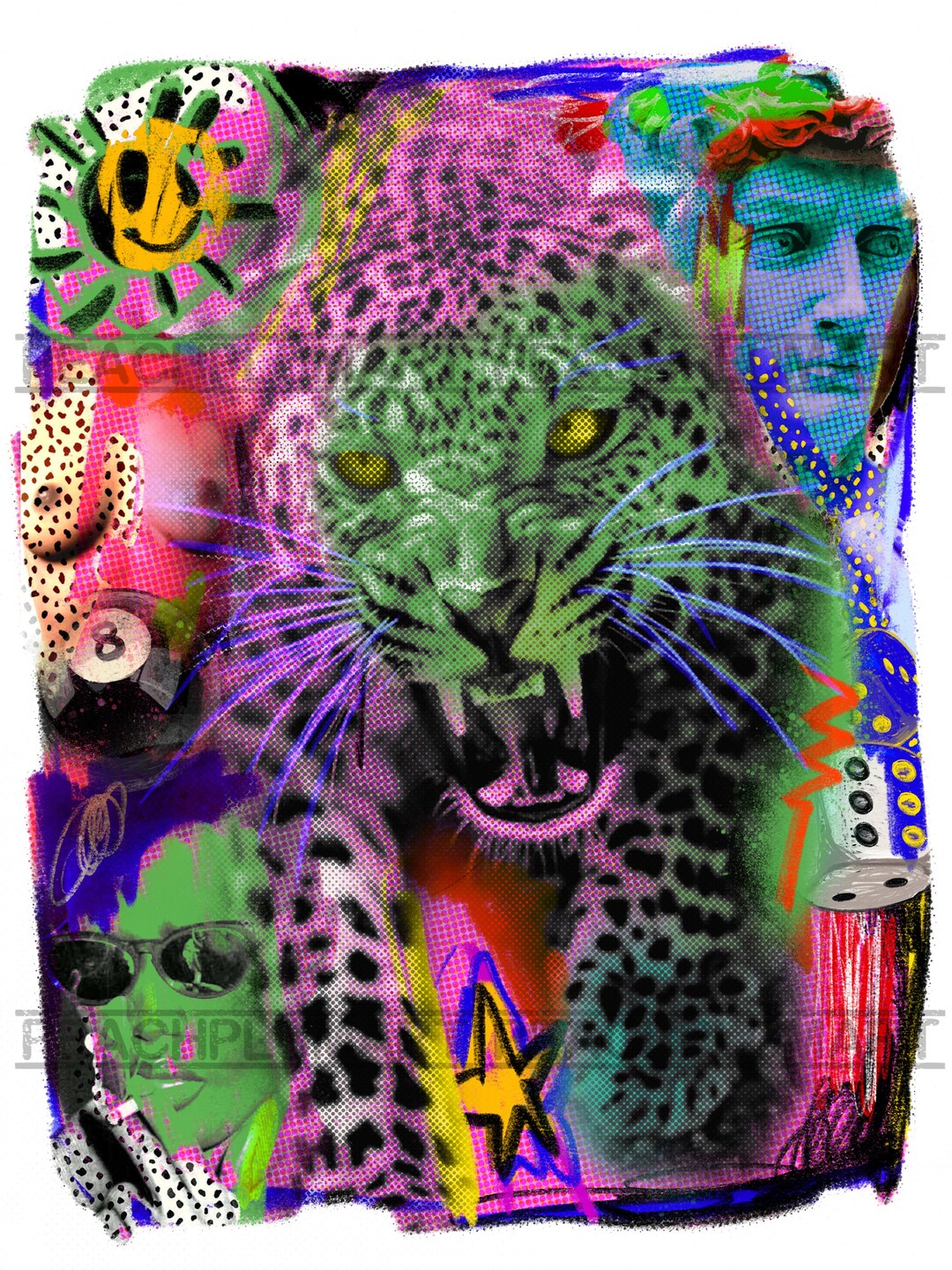 Leoprad Png, Leopard Collage Png, Vintage Leopard Png, Vintage Leopard ...
