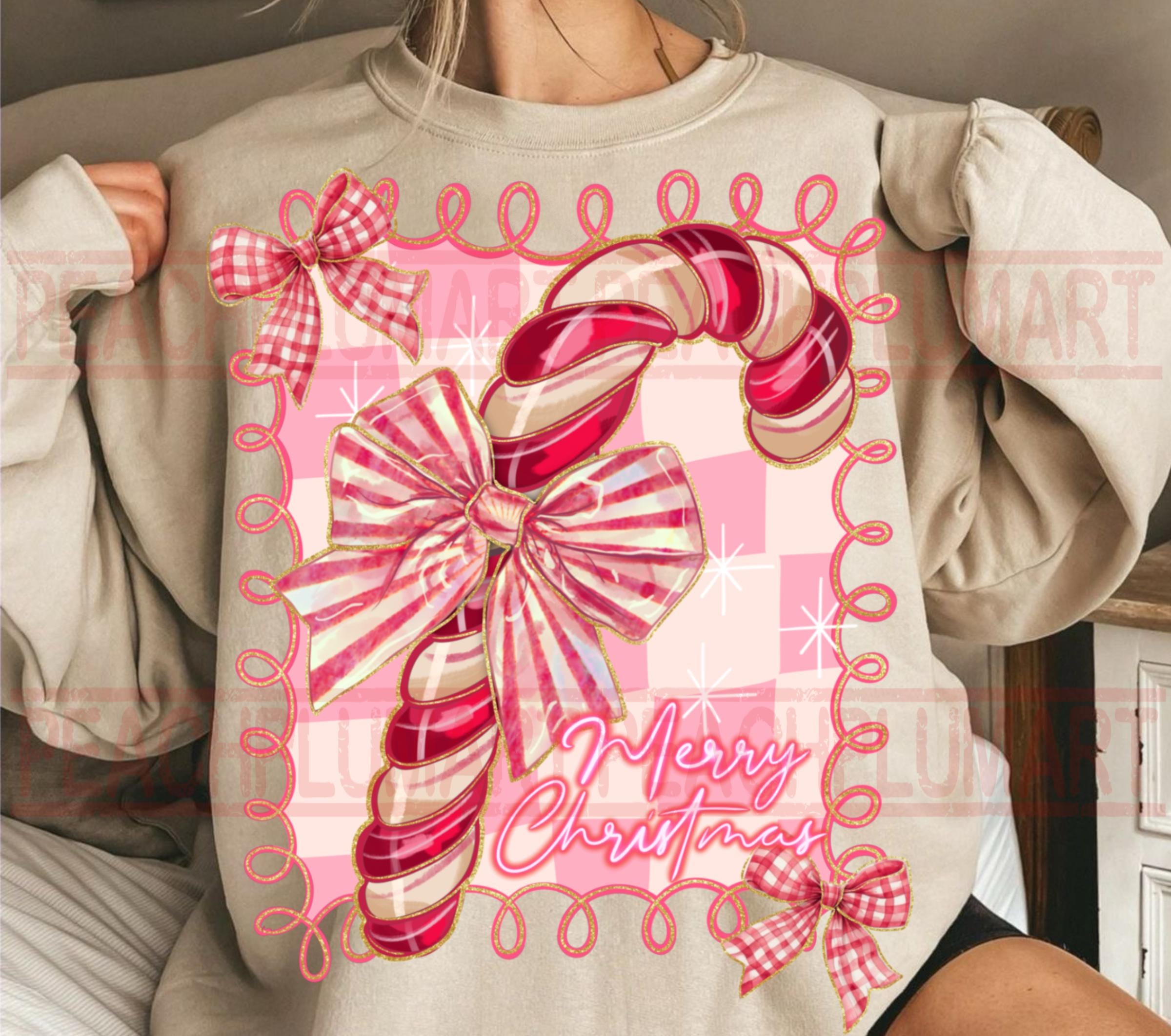 Preppy Candy Cane Png,prepy Merry Christmas Png,checkered Merry ...