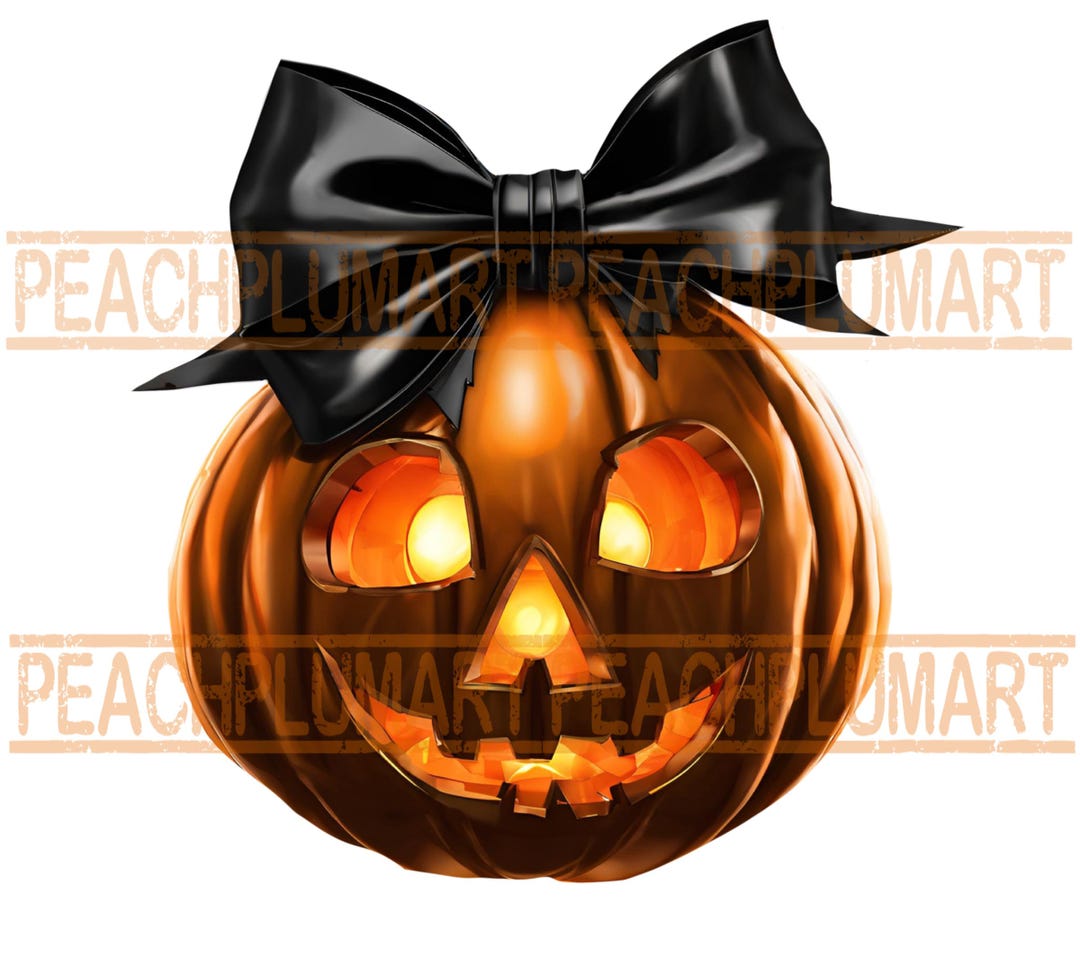 Jack O Lantern Bow Png, Girly Halloween Png, Halloween Pumpkin With Bow ...