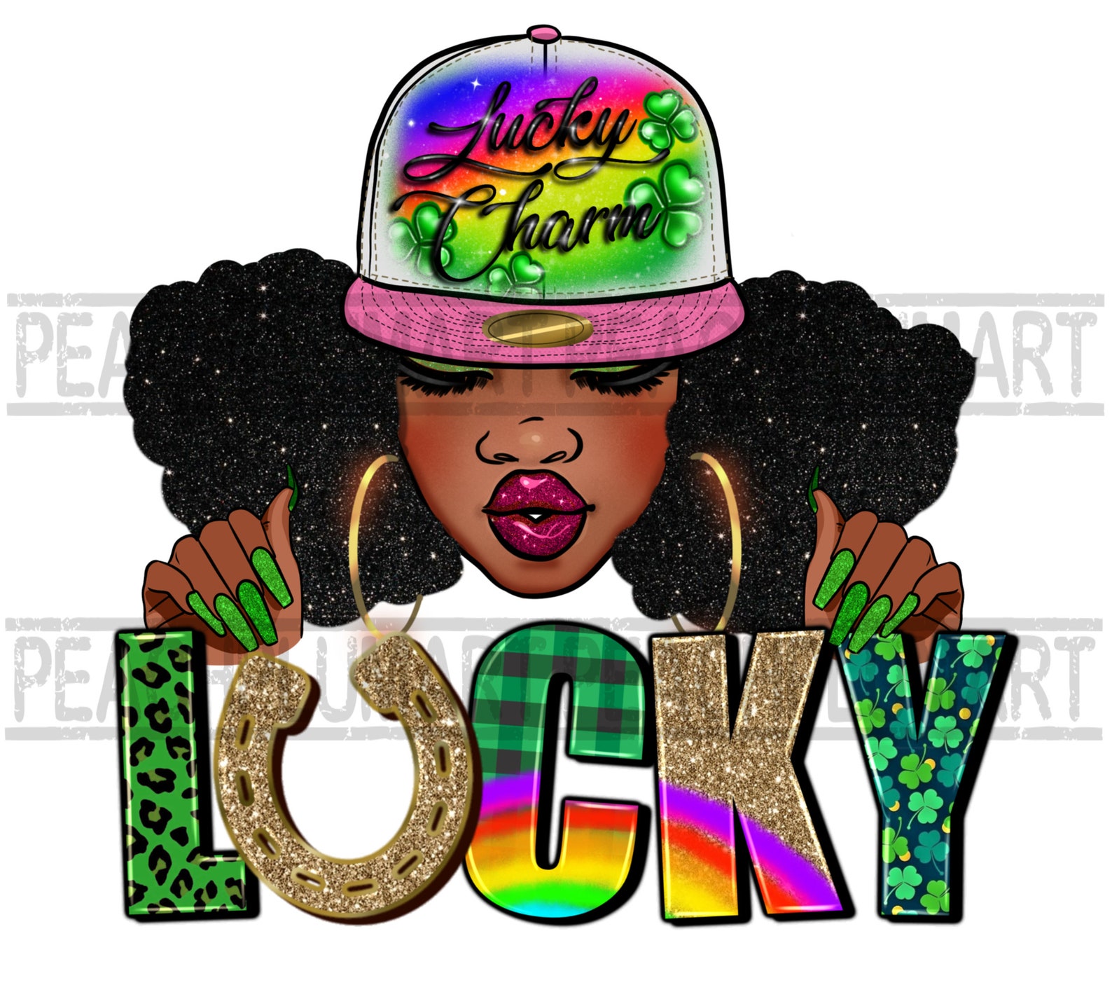Lucky Afro Woman Png, St. Patrick’s Day Afro Png Sublimation, Black ...