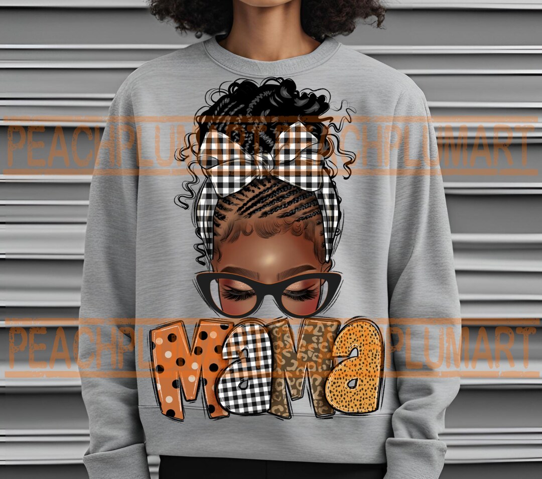Afro Messy Bun Fall Mama Png, Black Woman Fall Mama Png, Afro Braided ...