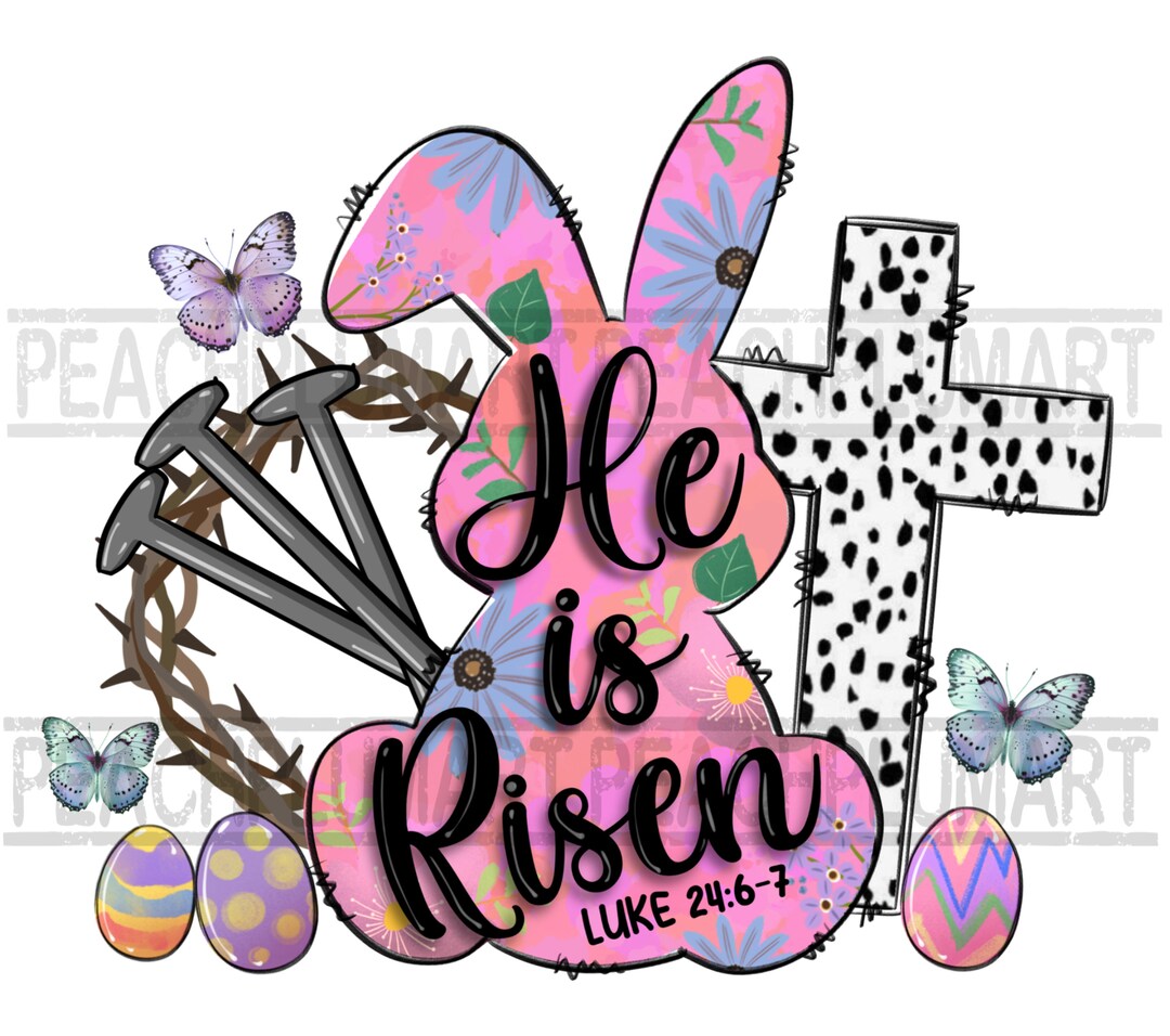 He is Risen Png, Easter Bunny Png, Floral Easter Bunny Png, Easter ...