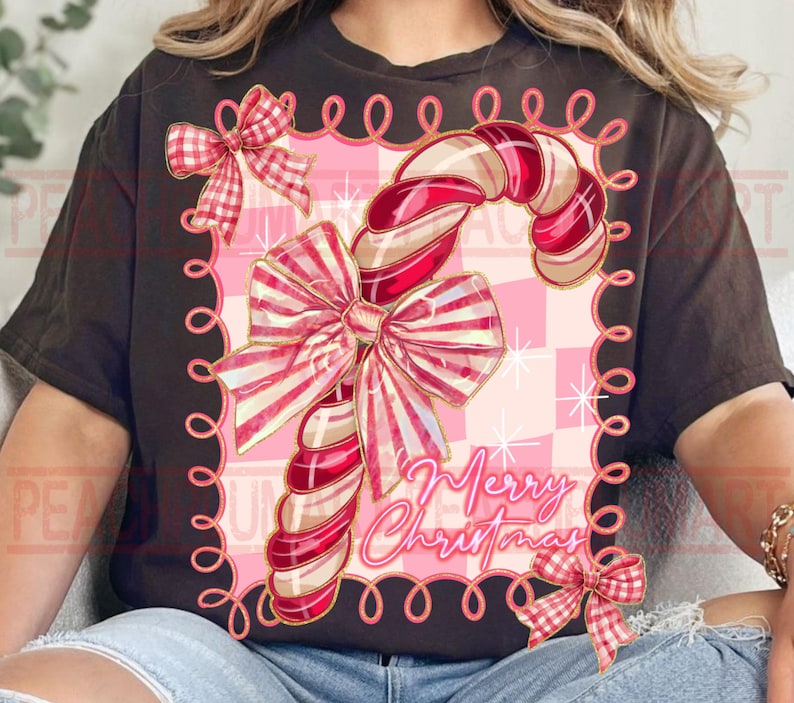 Preppy Candy Cane Png,prepy Merry Christmas Png,checkered Merry ...