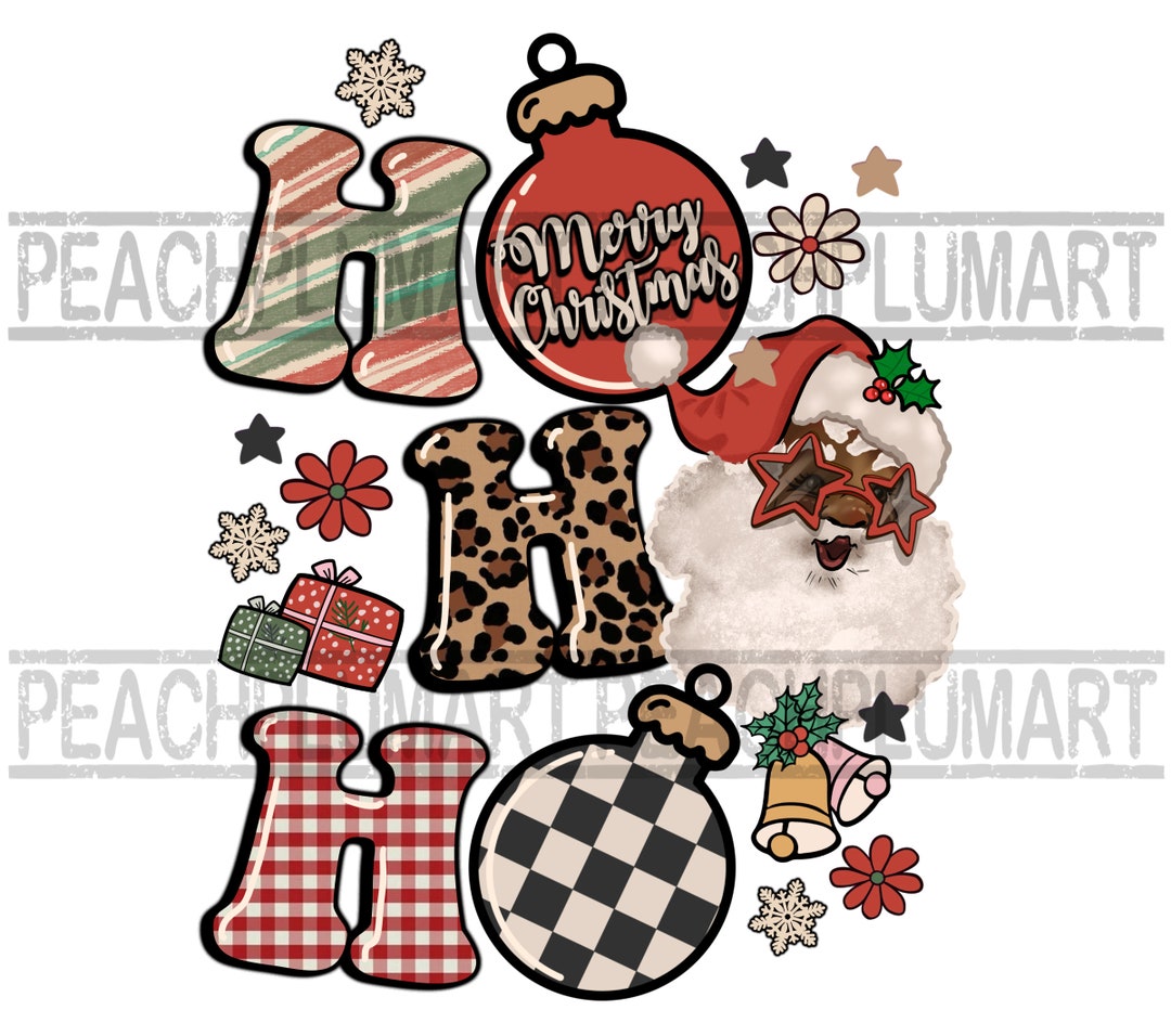 Groovy Ho Ho Ho Black Santa PNG, Melanin Santa Ho Ho Ho Png, Retro Ho ...