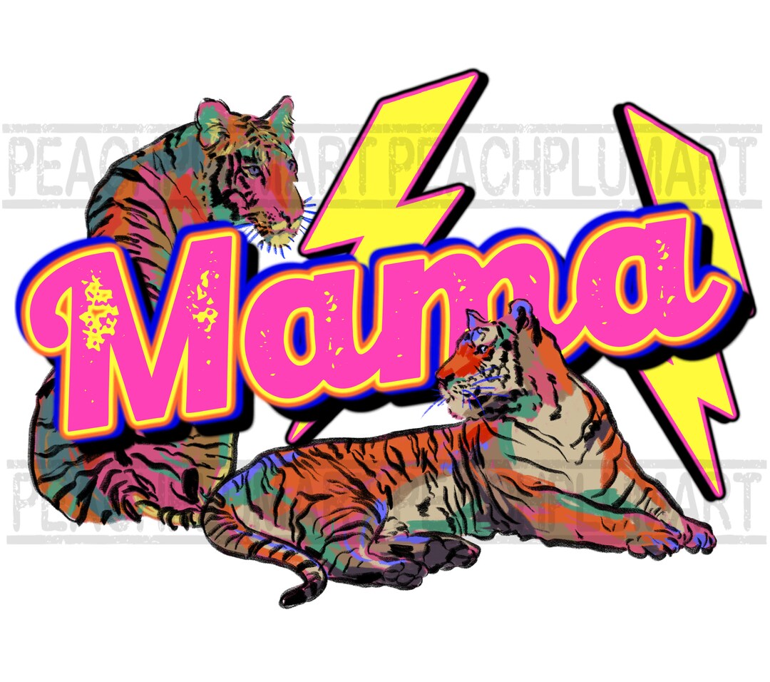 Tiger Mama Png Sublimation Design Download, Mama Lightning Bolt Png ...