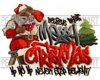 Jolly Black Santa Png Sublimation Designmerry Christmas - Etsy