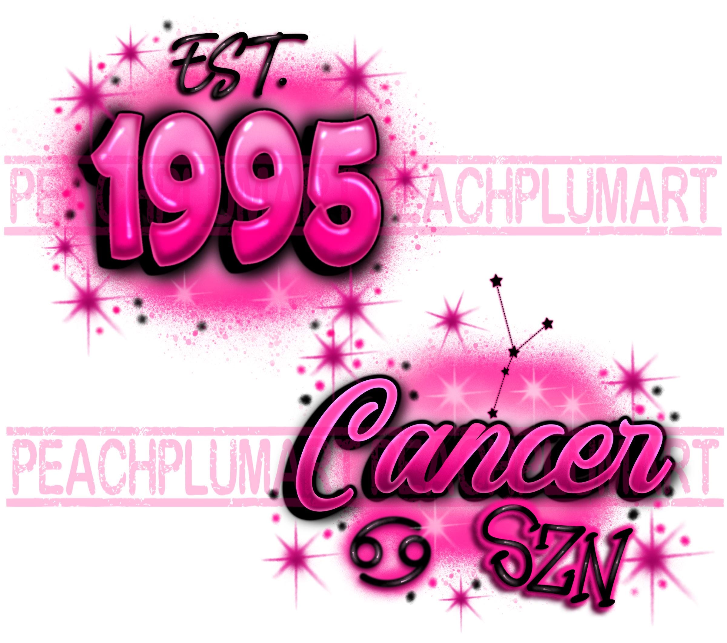 Custom Zodiac Sign + Year Airbrush Design | PNG Sublimation DTF ...